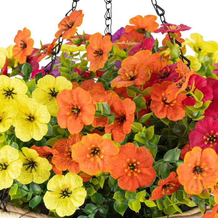 Artificial Sweet Violet Hanging Basket | Mixed Colours | Christow