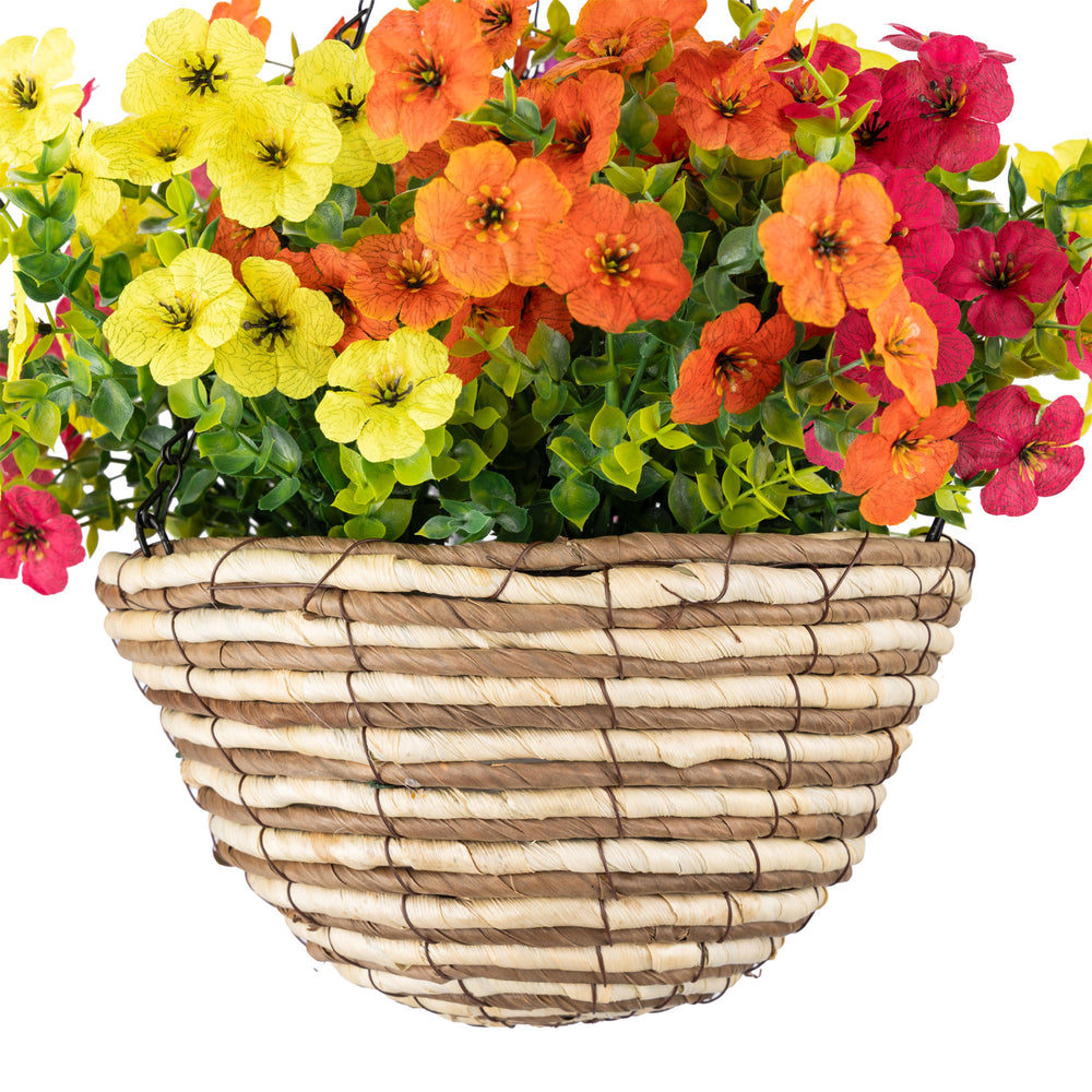 Artificial Sweet Violet Hanging Basket | Mixed Colours | Christow