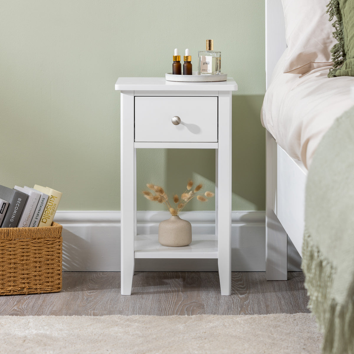 Ilsington Slim Bedside Table with Shelf | Christow