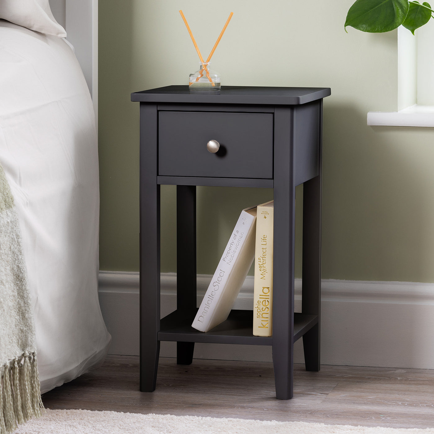 Ilsington Slim Bedside Table with Shelf | Christow
