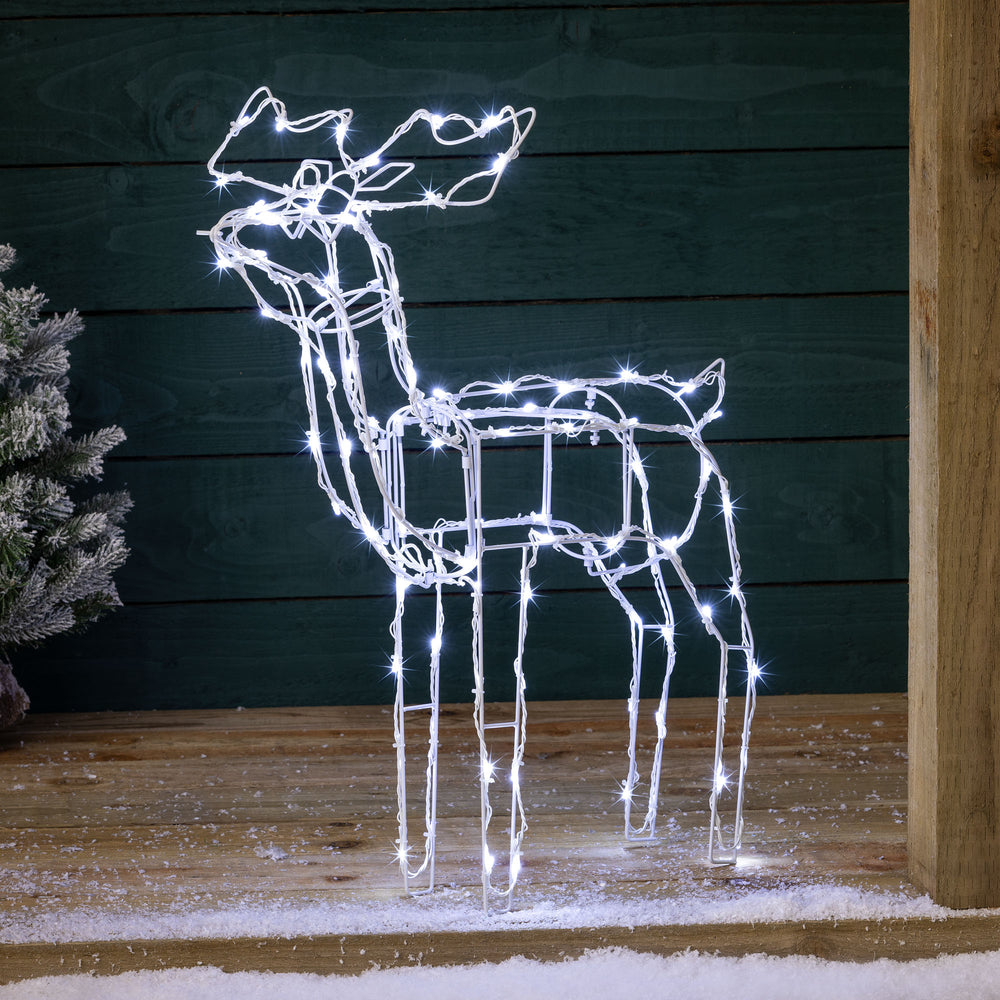 Light Up White Wire Reindeer | Standing, Grazing & 2 Pack | Christow