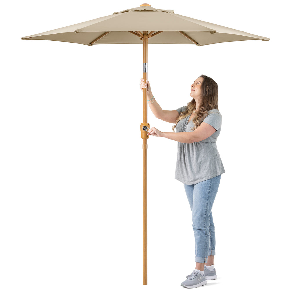 Wood-Effect Parasol with Tilt – 2m | Christow