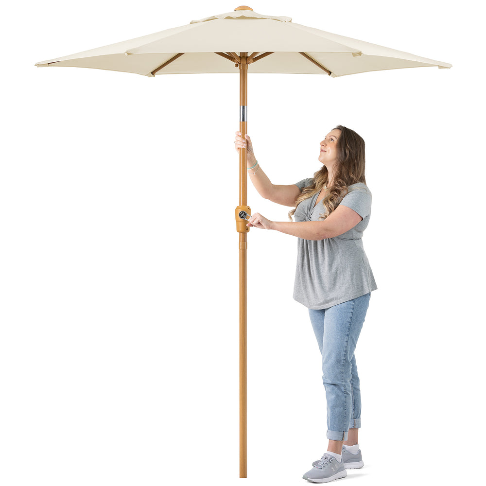 Wood-Effect Parasol with Tilt – 2m | Christow